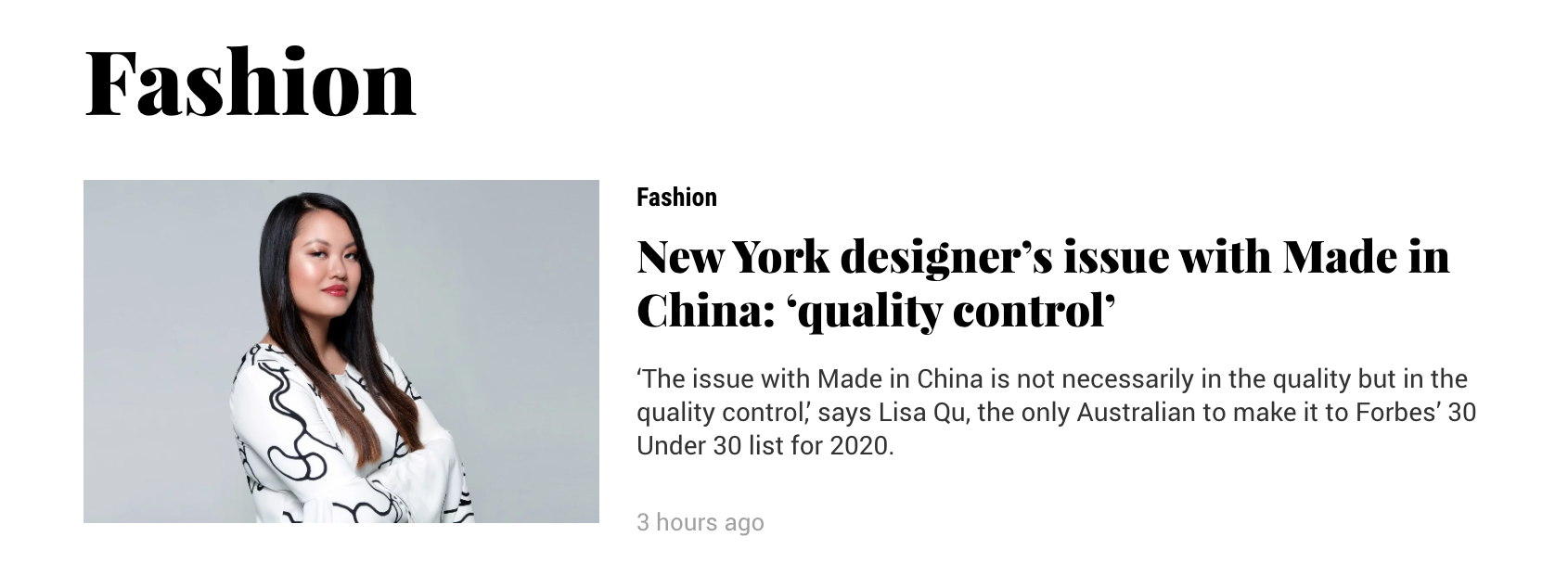 South China Morning Post: New York-based Australian fashion designer L ...